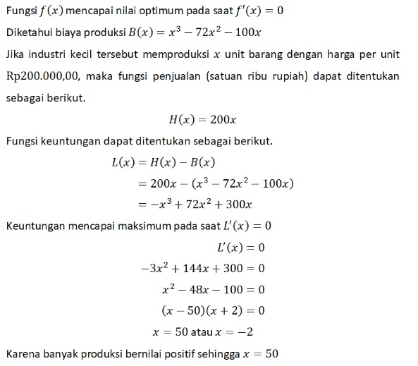 sebuah industri kecil memproduksi x unit barang.Bi... sebuah industri kecil memproduksi x unit barang.Bi...