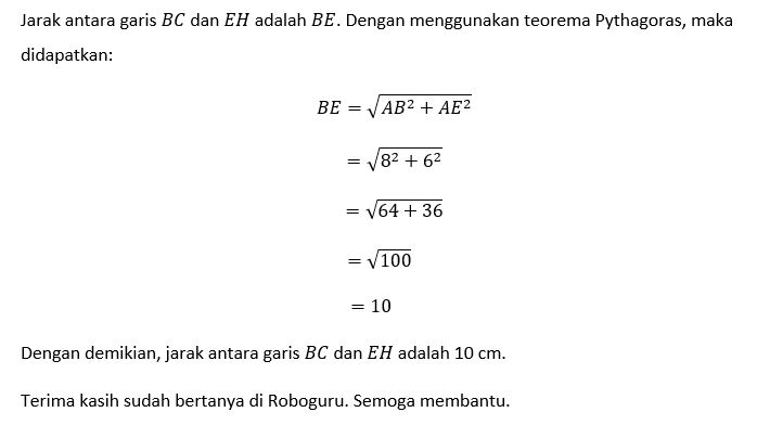 Balok ABCD.EFGH mempunyai panjang rusuk AB=8 cm,BC... Balok ABCD.EFGH mempunyai panjang rusuk AB=8 cm,BC...