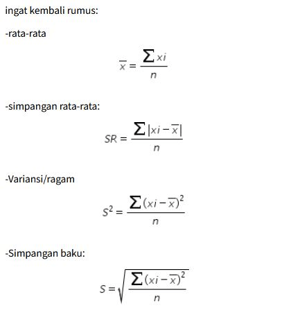Tentukan Simpangan rata-rata, simpangan baku, dan ...