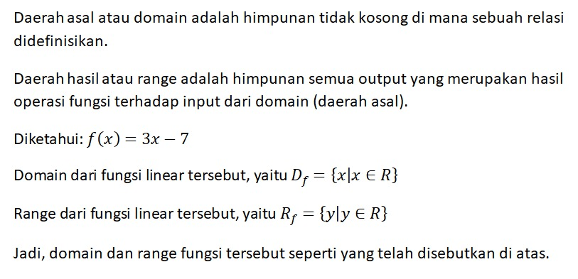 tentukan domain dan range fungsi fungsi berikut ag...