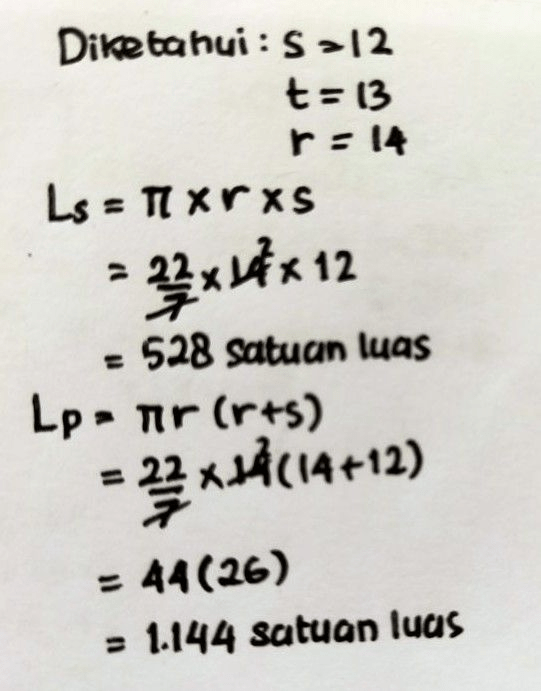 Luas selimut dan luas permukaan bangun tersebut ad...