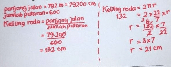 Sebuah roda berputar 600 kali untuk melintasi jala...