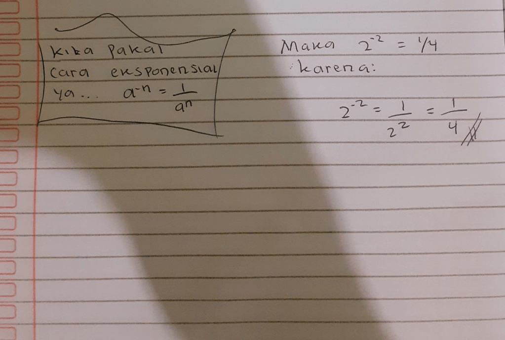 tolong jelasin kak, 2^-2 = 1/4 itu gimana caranya?... tolong jelasin kak, 2^-2 = 1/4 itu gimana caranya?...