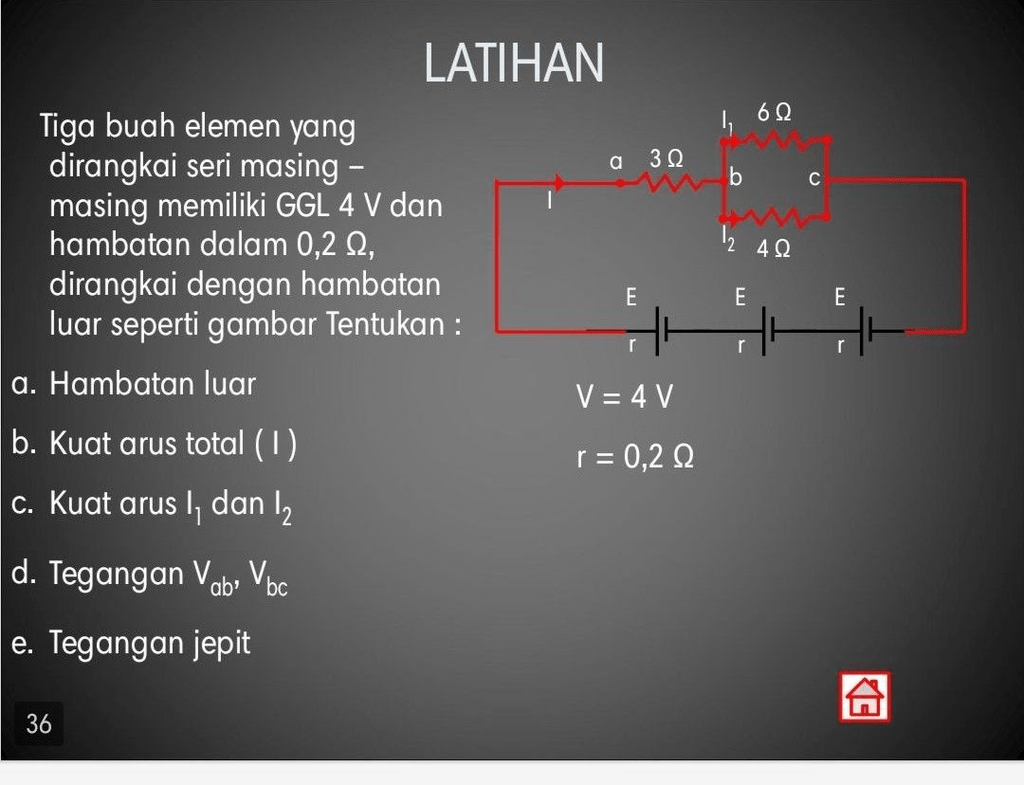 Tentukan Kuat arus total ( I )...