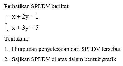 Himpunan penyelesaian dari SPLDV tersebut Sajikan ...