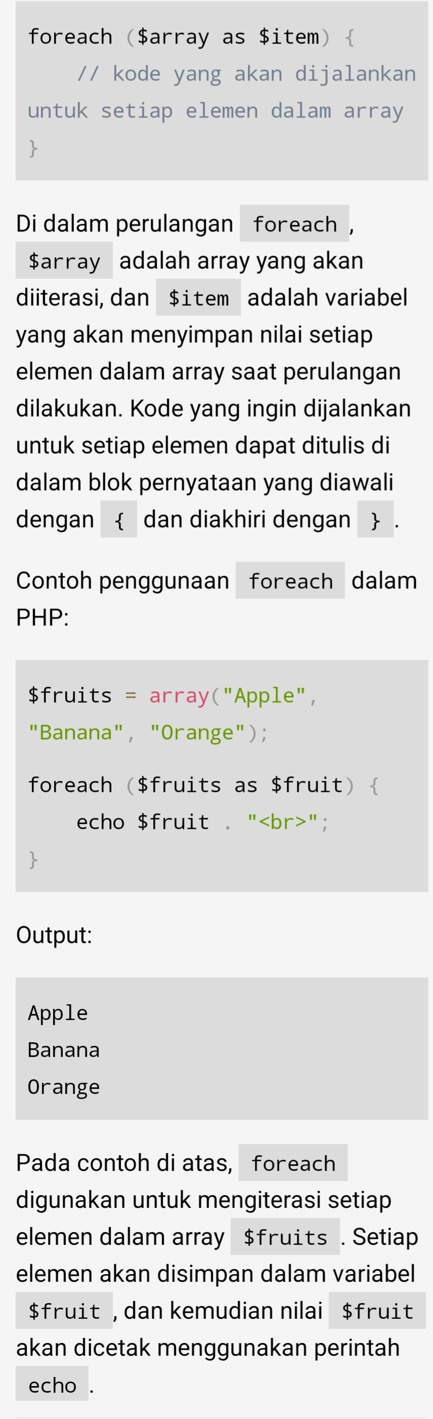 tulis aturan penulisan beserta contoh dari sintaks...