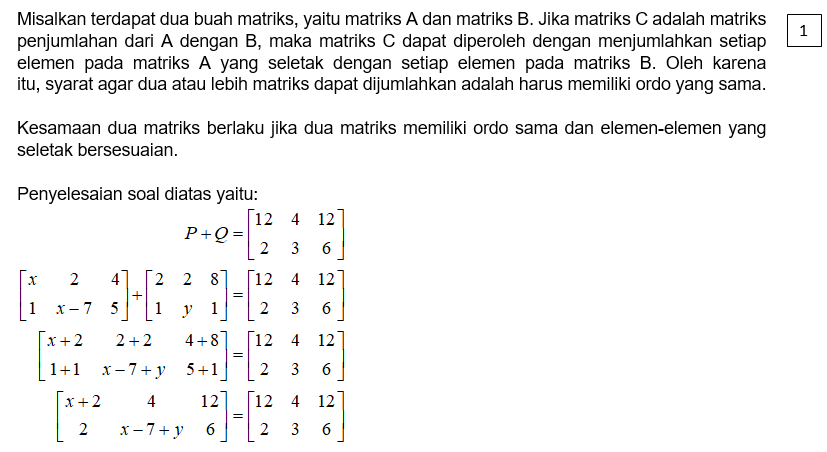 Diketahui matriks berordo 2x3, P=[(x 2 4)(1 x-7 5)...