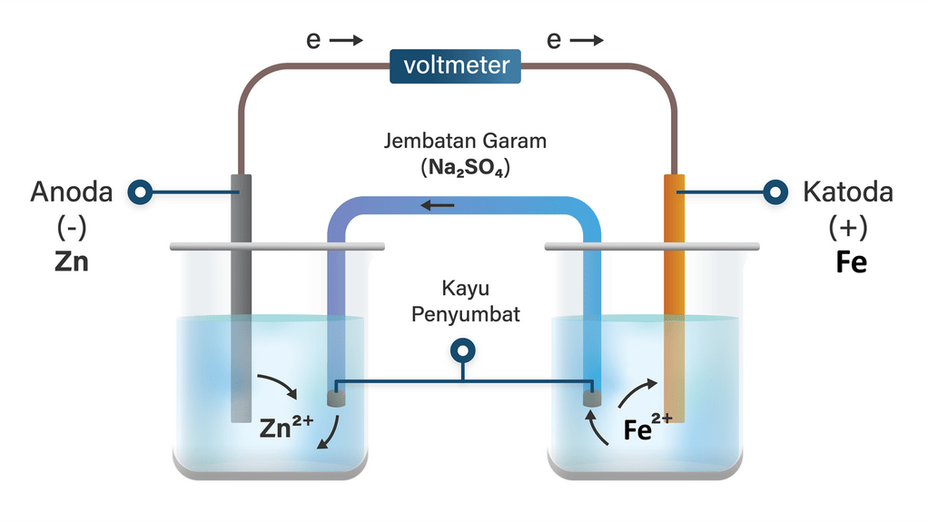 Diketahui notasi sel volta: Zn/Zn2+ || Fe2+/Fe Eo ...