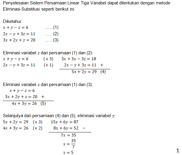 Selesaikan sistem persamaan linear tiga variabel b...