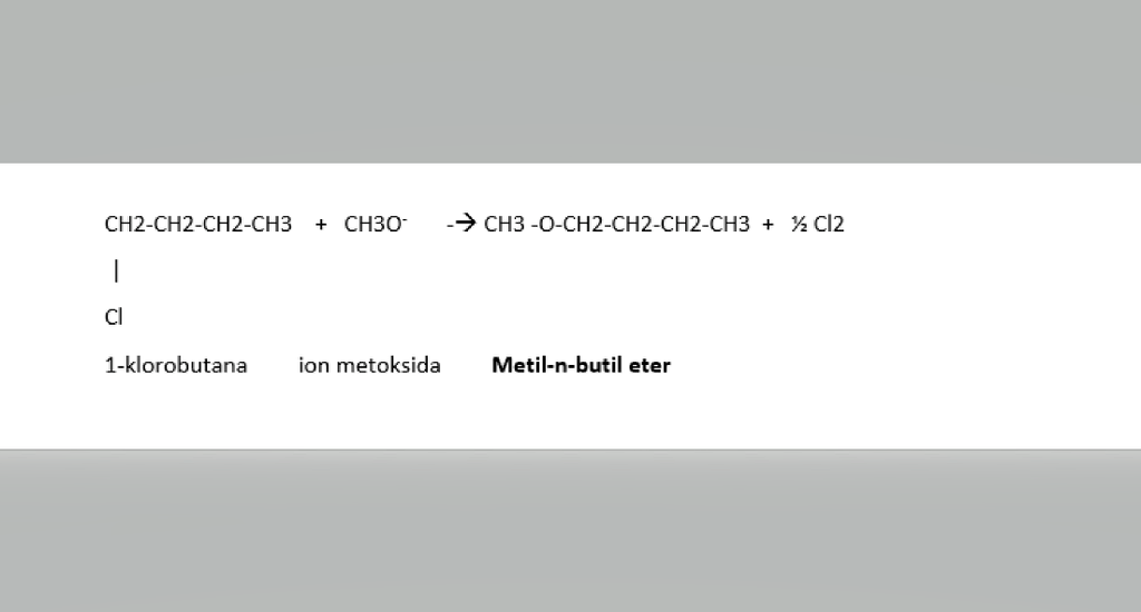 Reaksi substitusi dari 1-klorobutana dengan ion me...