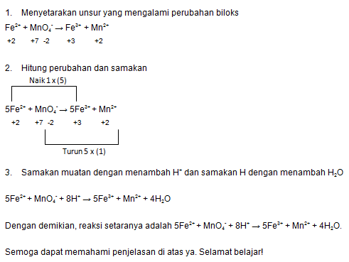 setarakan reaksi redoks berikut! Fe2+ + MnO4- --&g...