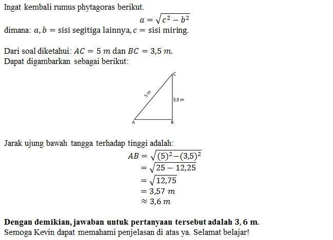 sebuah jarak yang panjangnya 5m bersandar pada din...
