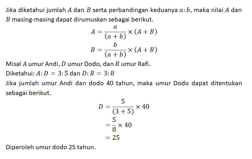 perbandingan umur andi dan dodo adalah 3 : 5. perb...