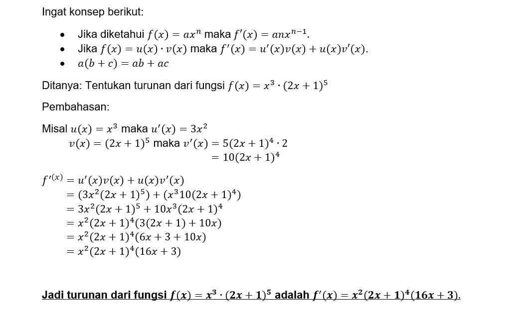 dengan menggunakan konsep turunan Tentukan turunan...