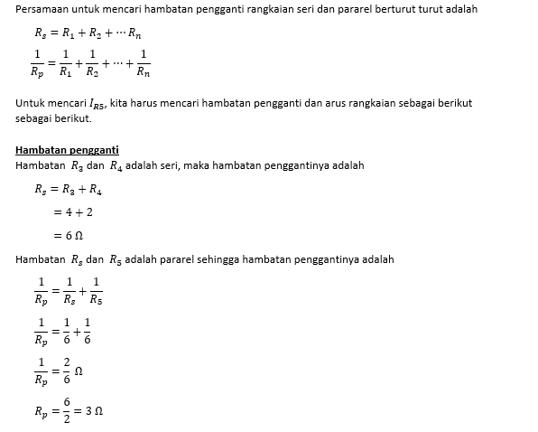 Kuat arus yang mengalir melalui hambatan 6 Ω pada ...