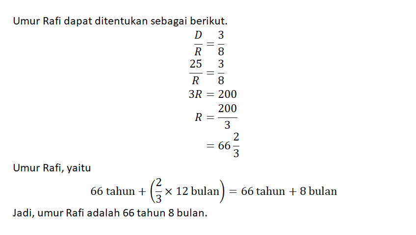 perbandingan umur andi dan dodo adalah 3 : 5. perb...