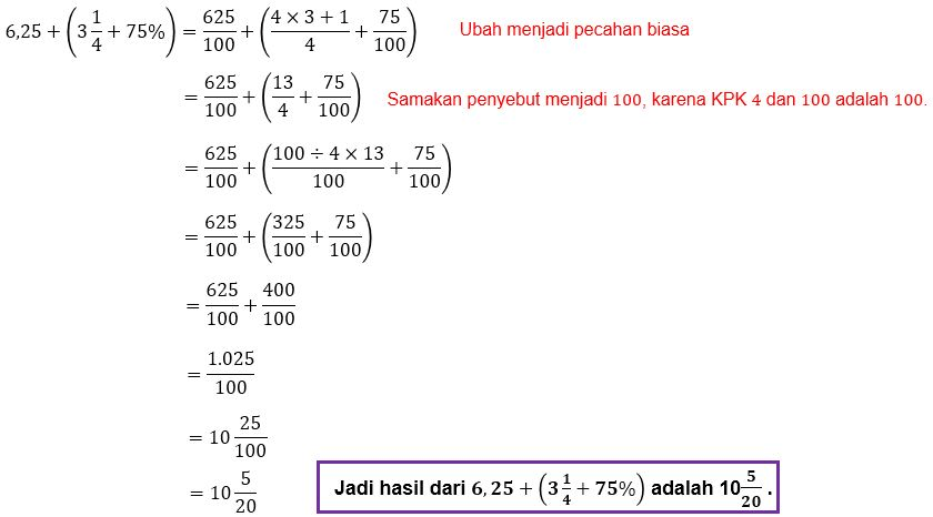 Hasil Dari 6 25 3 1 4 75 Persen Adalah