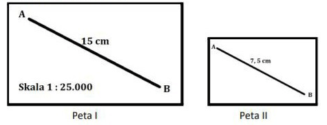 Perhatikan gambar berikut ! Besar skala peta I ad...