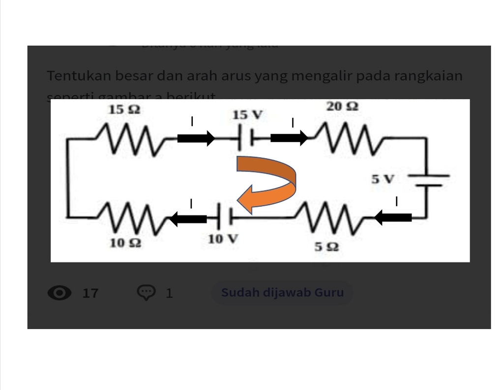 Tentukan besar dan arah arus yang mengalir pada ra...