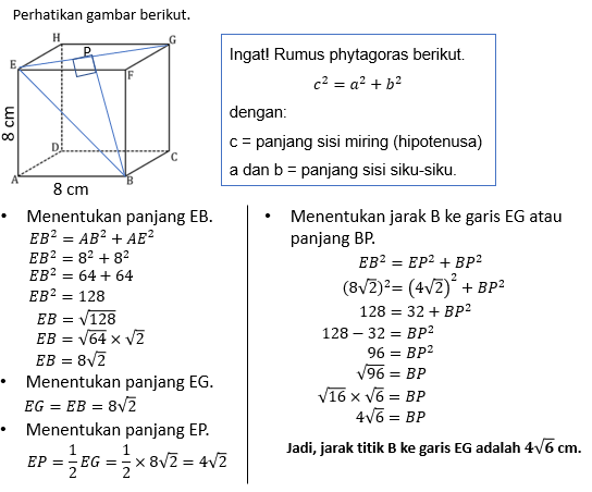 Diketahui kubus ABCD.EFGH memiliki panjang rusuk 8...