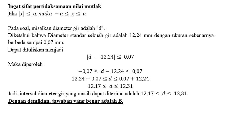 Diameter standar sebuah gir adalah 12,24 mm. Diame...