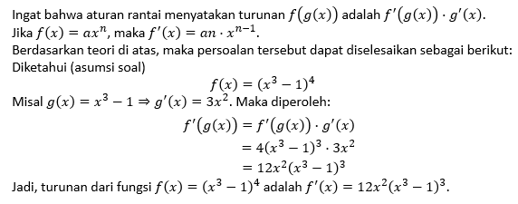 tentukan turunan fungsi berikut menggunakan aturan...