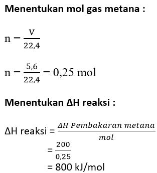Pada pembakaran 5,6 liter gas metana pada keadaan ...