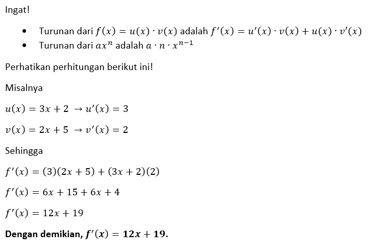 Tentukan turunan pertama dari fungsi berikut: b.
