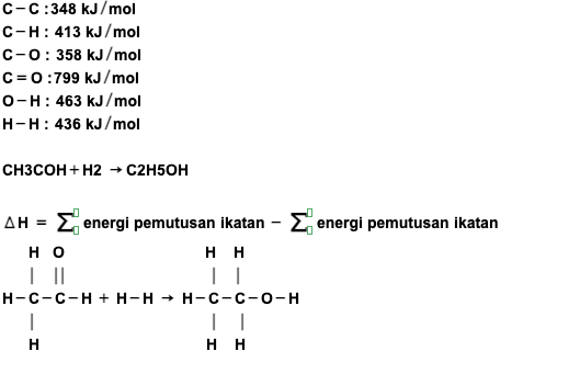 Dengan menggunakan tabel energi ikatan rata-rata,