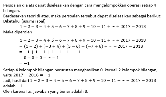 hasil dari 1-2-3+4+5-6-7+8+9-10-11+...+2017+2018 a...