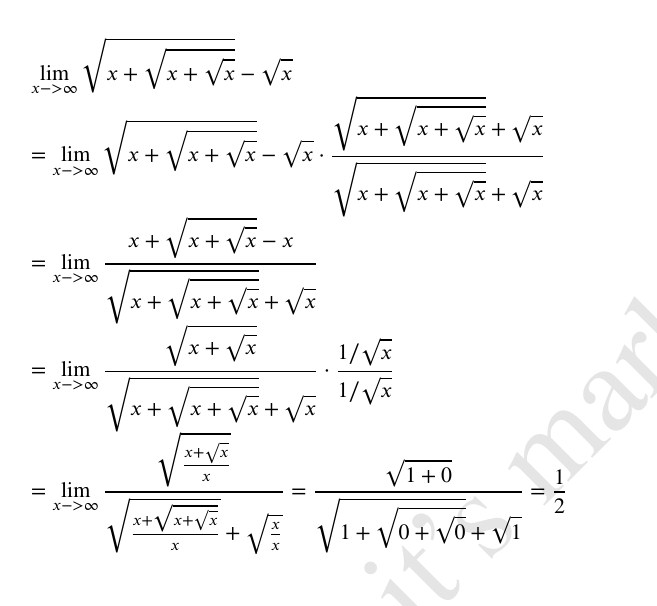 limit x menuju tak hingga dari akar(x + akar(x + a...