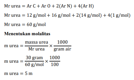 Diketahui larutan yang terdiri dari 30 gram urea