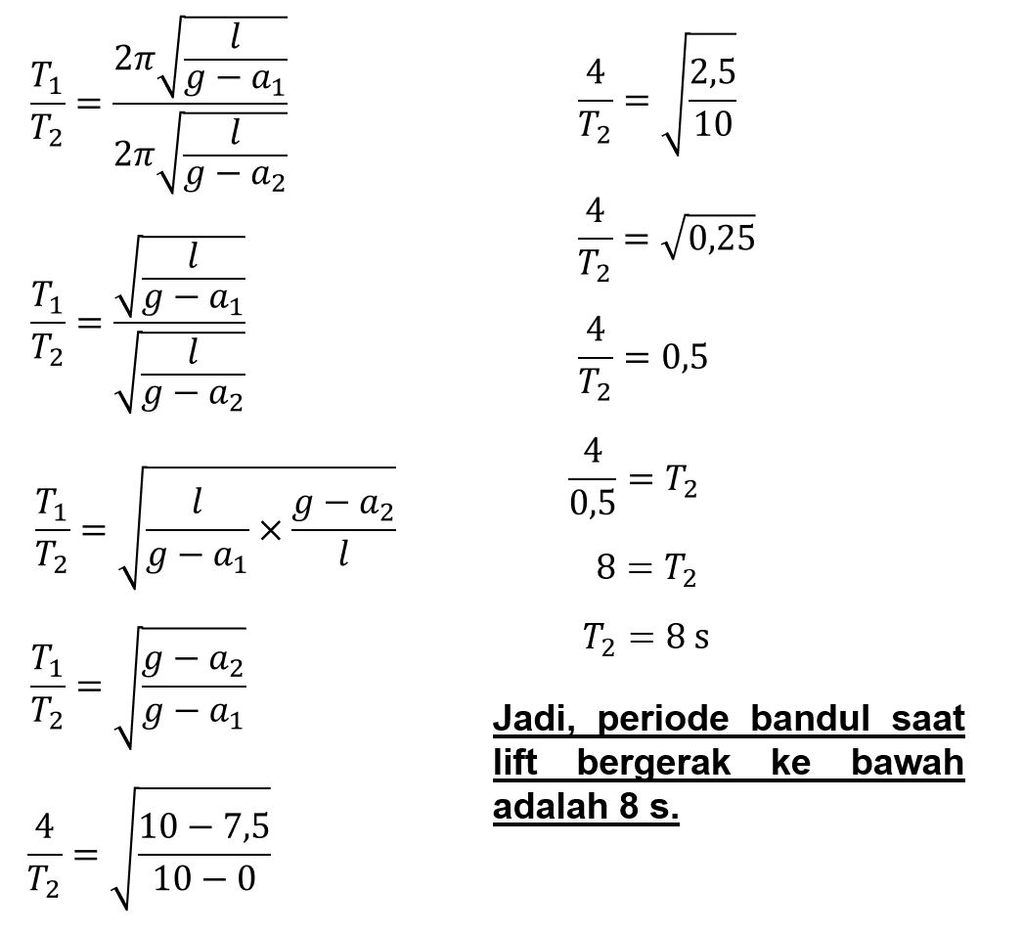 Sebuah bandul bergetar harmonis dengan periode 4 d...