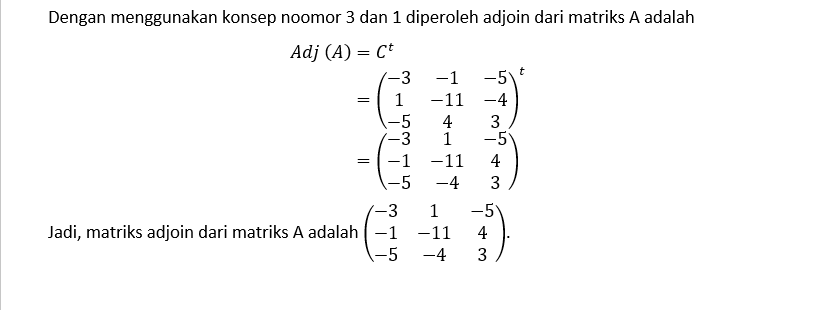 Diketahui matriks A=[(1 -1 3)(1 2 -1)(3 1 -2)] ten...