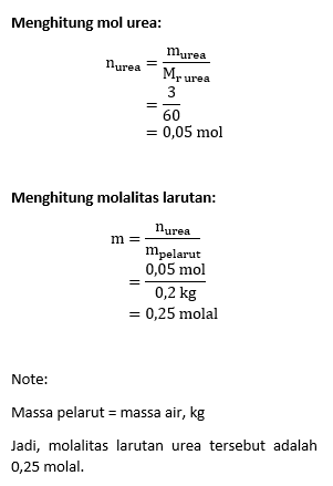 Berapakah kemolalan larutan yang dibuat dengan men...