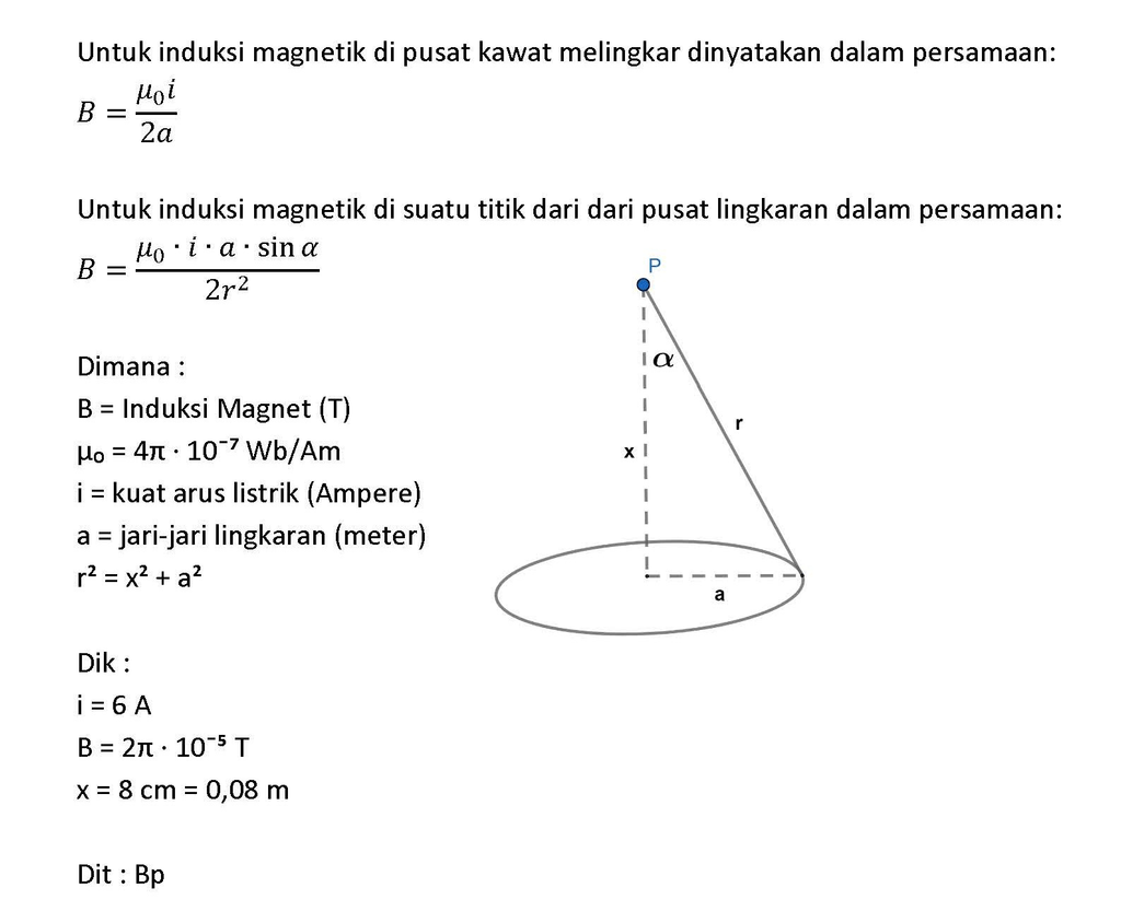 Induksi magnetik di pusat lingkaran yang berarus 6...