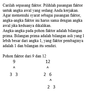 Tentukan pohon faktor setiap pasangan bilangan ber...