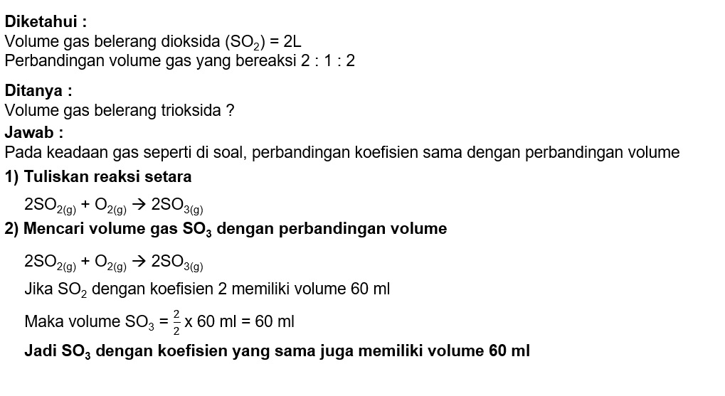 Berapakah volume gas belerang trioksida(SO3)yang t...