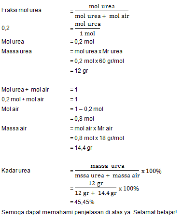 tentukan kadar larutan urea jika diketahui fraksim...