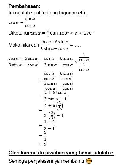 16. Diketahui tan alpha = 2/3 dan 180 ^ 0