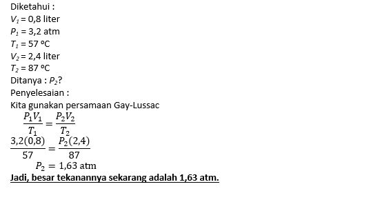 gas dalam ruang tertutup memiliki volume 0,8 liter...