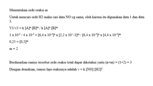 Data Percobaan Laju Reaksi Pada Reaksi 2no G