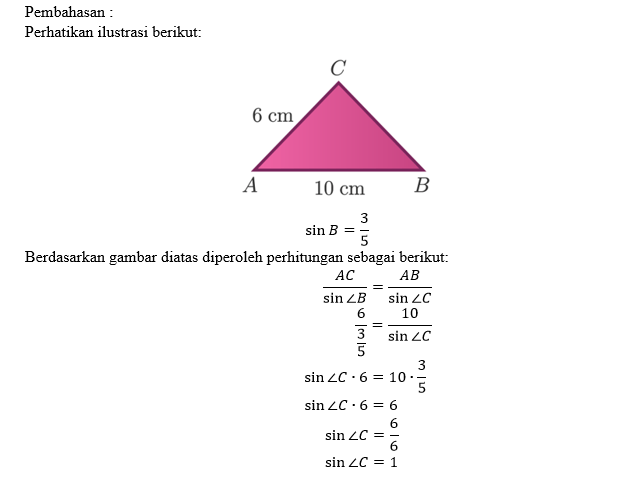 Pada segitiga lancip ABC diketahui panjang sisi AC...