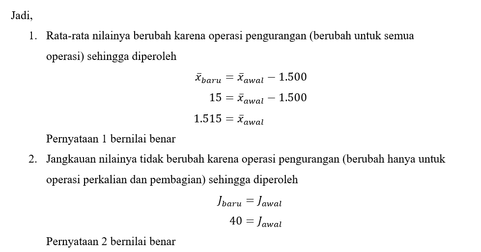 Dalam perhitungan suatu data, semua nilai pengamat...
