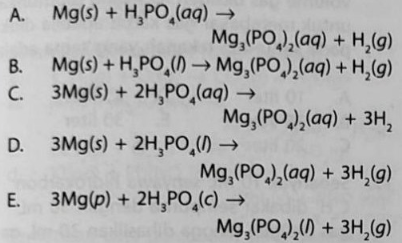 sebanyak 3 atom magnesium berwujud padat bereaksi ...