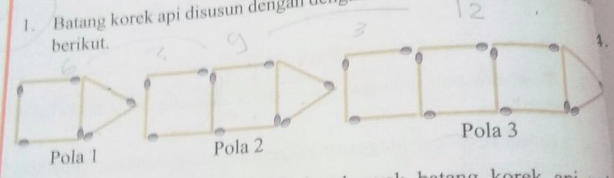 Batang korek api disusun dengan susunan seperti pa...
