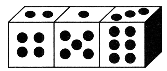 Tiga dadu dilekatkan sebagai­ mana terlihat pada g...