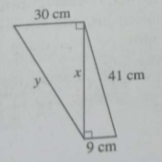 Hitunglah nilai x dan y pada setiap segitiga siku-...