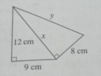 Hitunglah nilai x dan y pada setiap segitiga siku-...