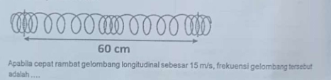 Apabila cepat rambat gelombang longitudinal sebesa...